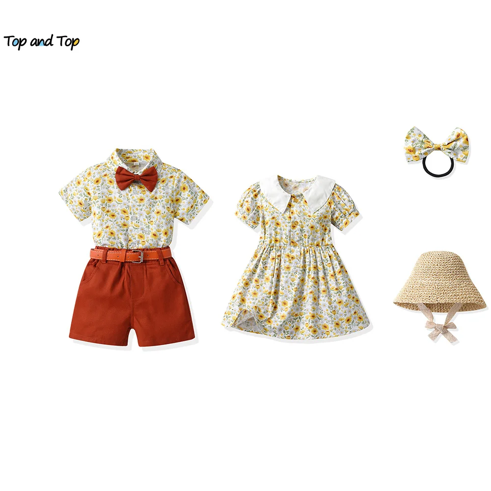 top and top Summer Fashion Boy and Girl Matching Outfit Kids Boys ...