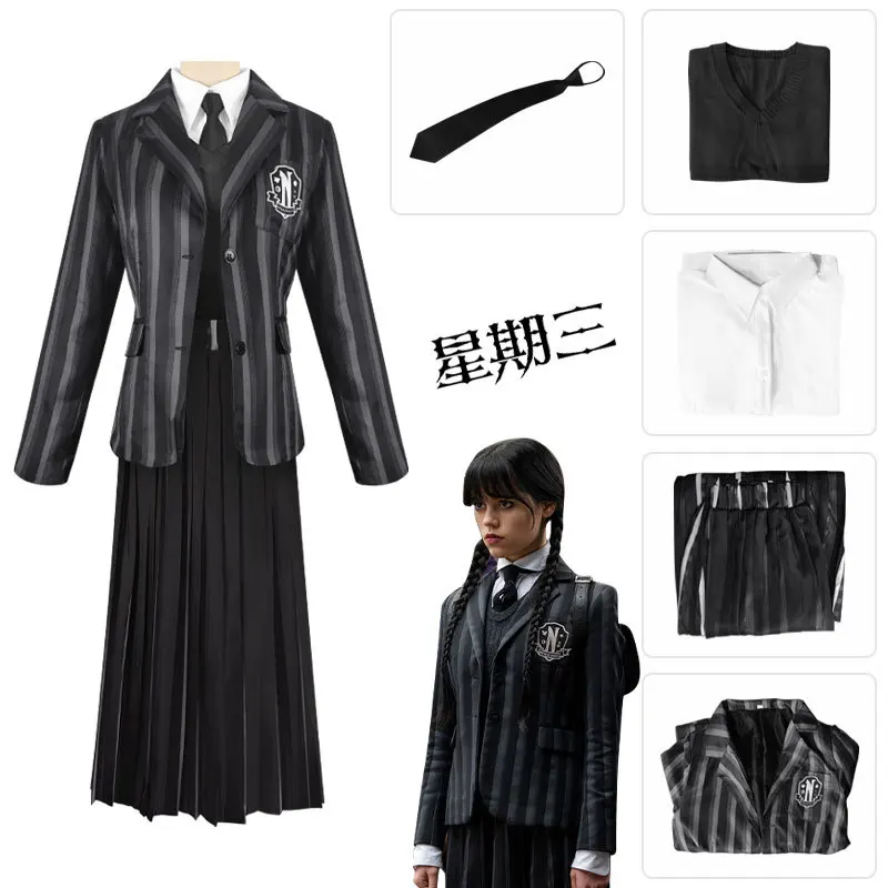 Wednesday Addams Family Adult Nevermore Academy School Uniform Cosplay ...
