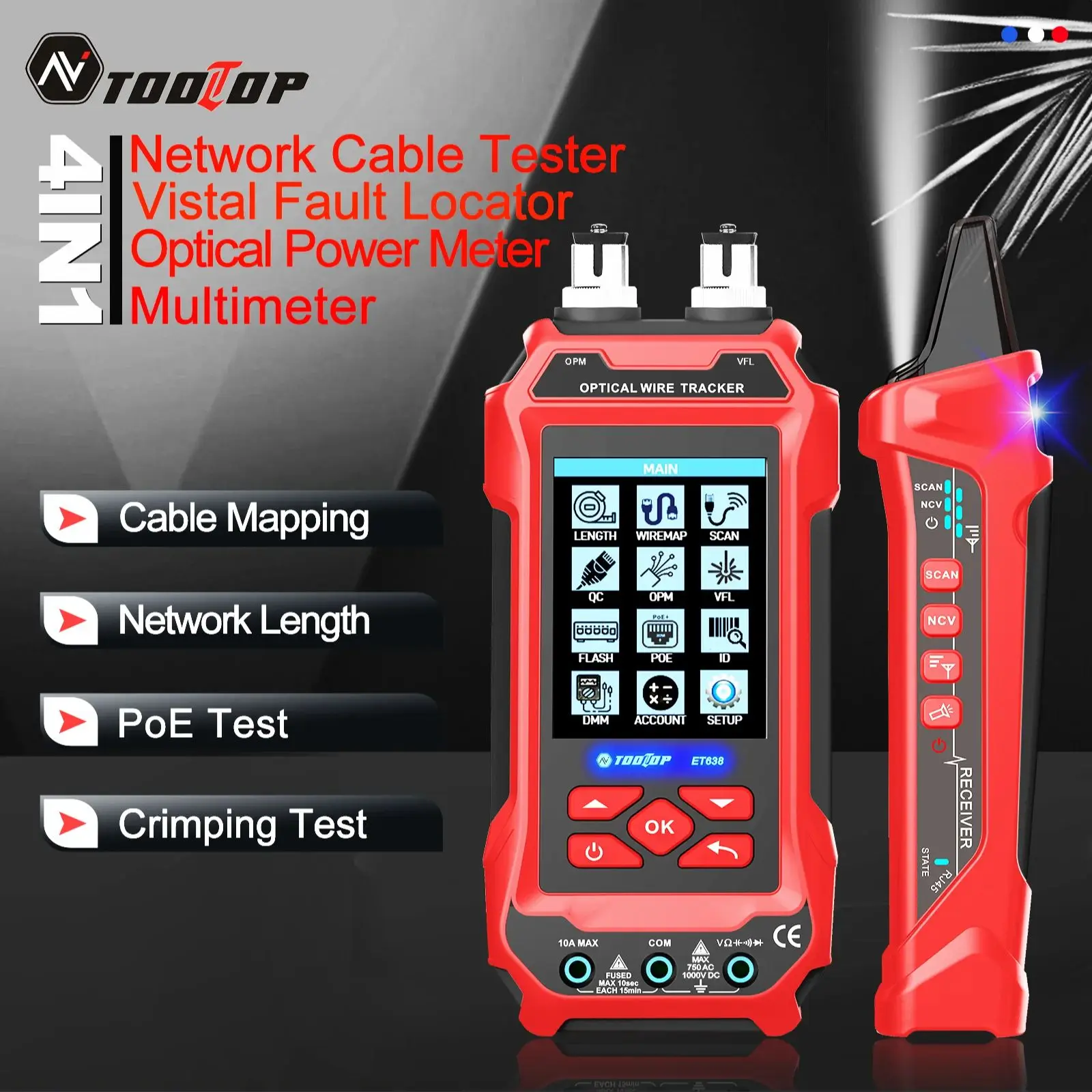 TOOLTOP-ET638-Network-Cable-Tester-4-in-1-Multi-function-Fiber-Optic ...