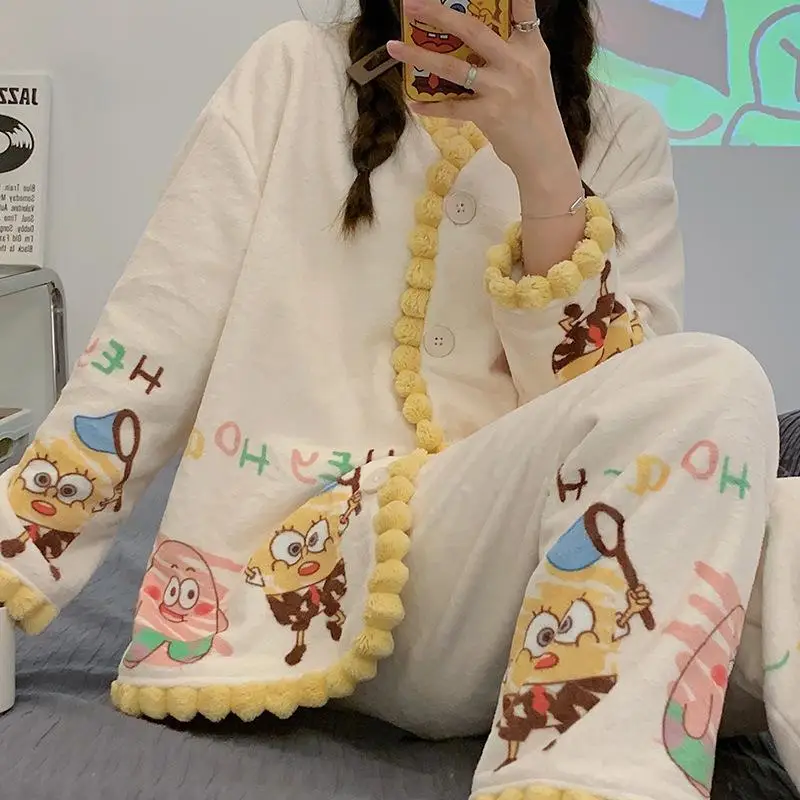 Kawaii Cute Spongebob Squarepants Patrick Star Coral Velvet Pajamas ...