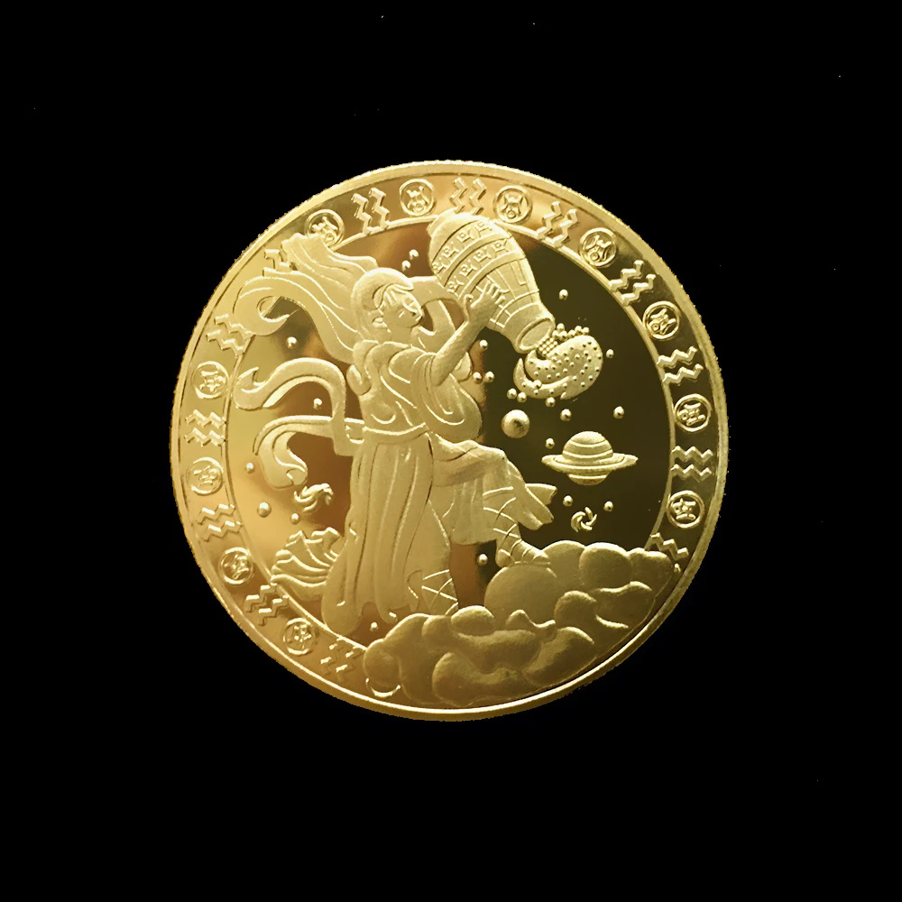 Twelve Constellation Lucky Gold Coin Aquarius Commemorative Coin ...