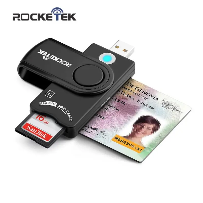 Rocketek USB 2.0 multi Smart Card Reader SD/TF micro SD memory ,ID,Bank ...
