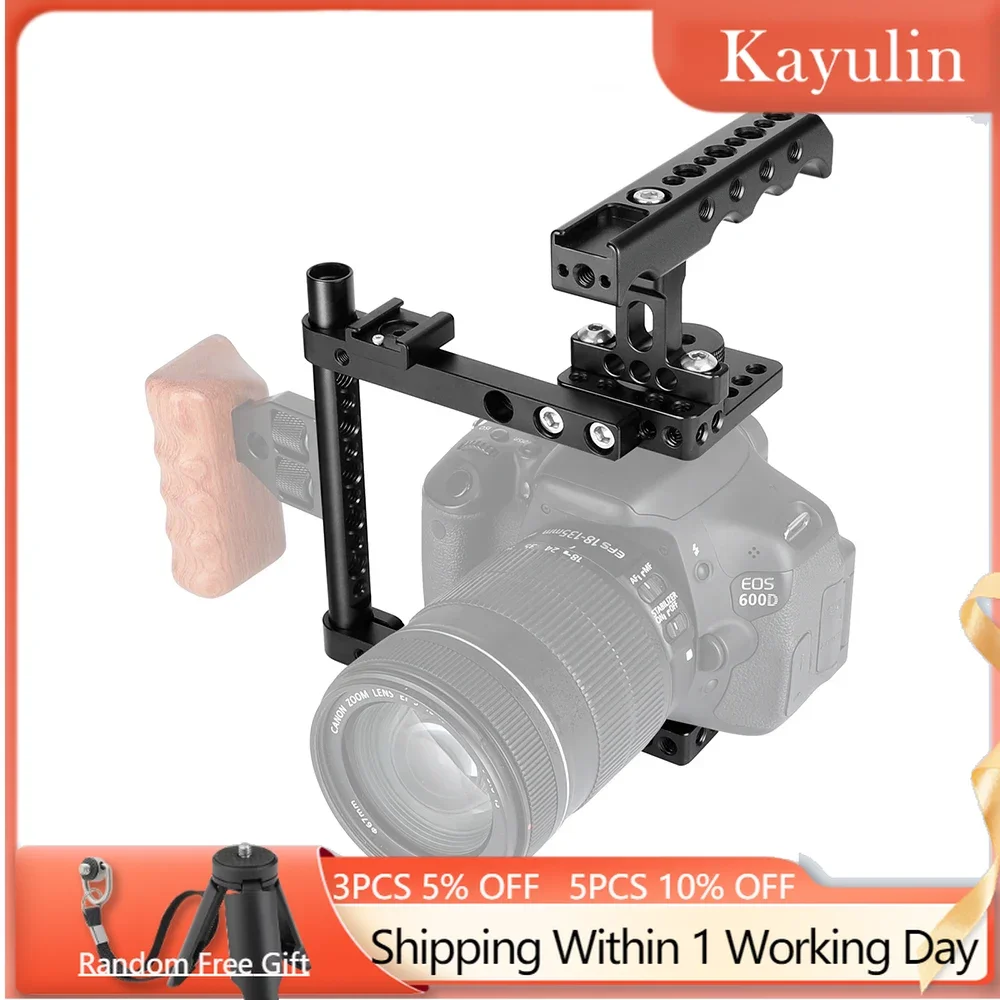 Kayulin-Camera-Cage-Kit-With-Top-Cheese-Handle-Shoe-Mount-For-Canon ...