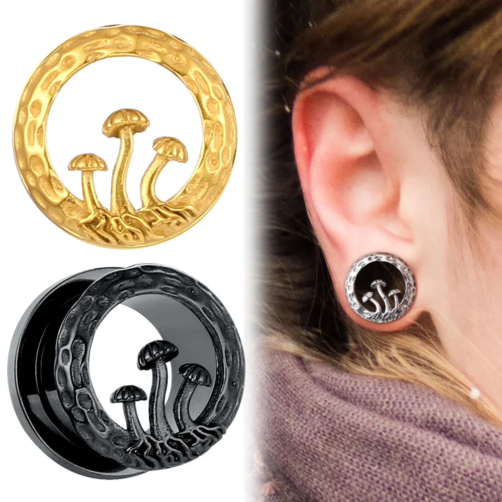 Stainless Steel Stretchers Earring | Mushroom Stainless Steel Jewelry ...