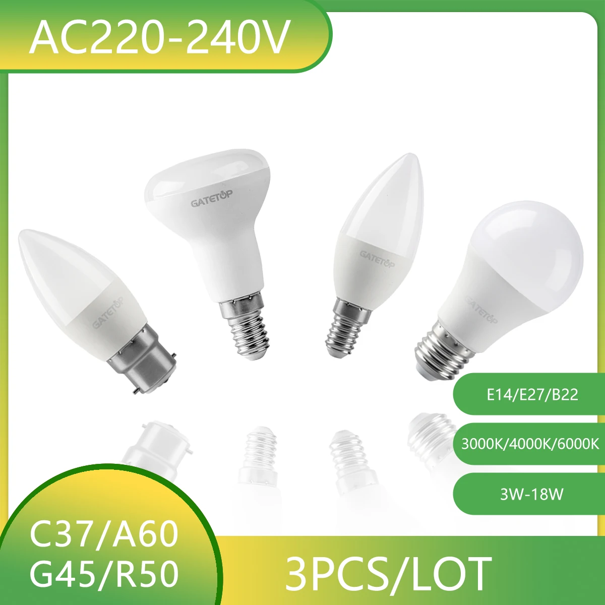 3PCS-E14-E27-B22-LED-Bulb-Lamps-AC220V-24W-18W-9W-7W-3W-High-Lumen ...