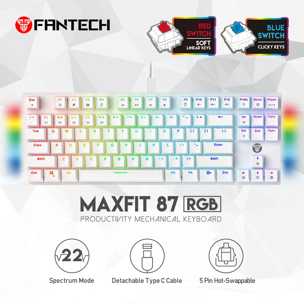 FANTECH-MAXFIT87-RGB-Mechanical-Keyboard-Hot-Swap-87-Keys-Keyboaerd ...