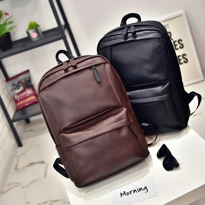 Business-Backpacks-For-Men-Waterproof-PU-Leather-Laptop-Bag-Large ...