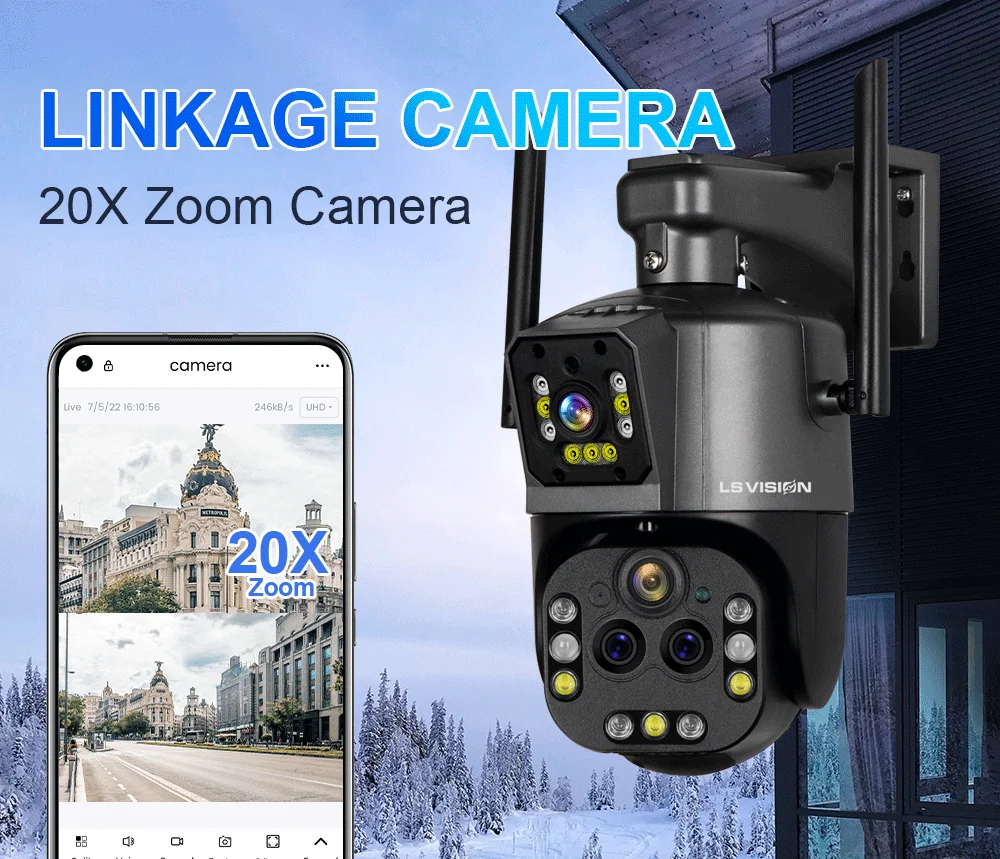 LS cig8-Caméra de surveillance extérieure PTZ WiFi 4K,dispositif de ...