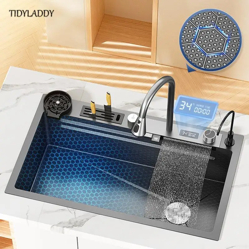 Double-Waterfall-Kitchen-Sink-Digital-Display-Kitchen-Faucet-Embossed ...