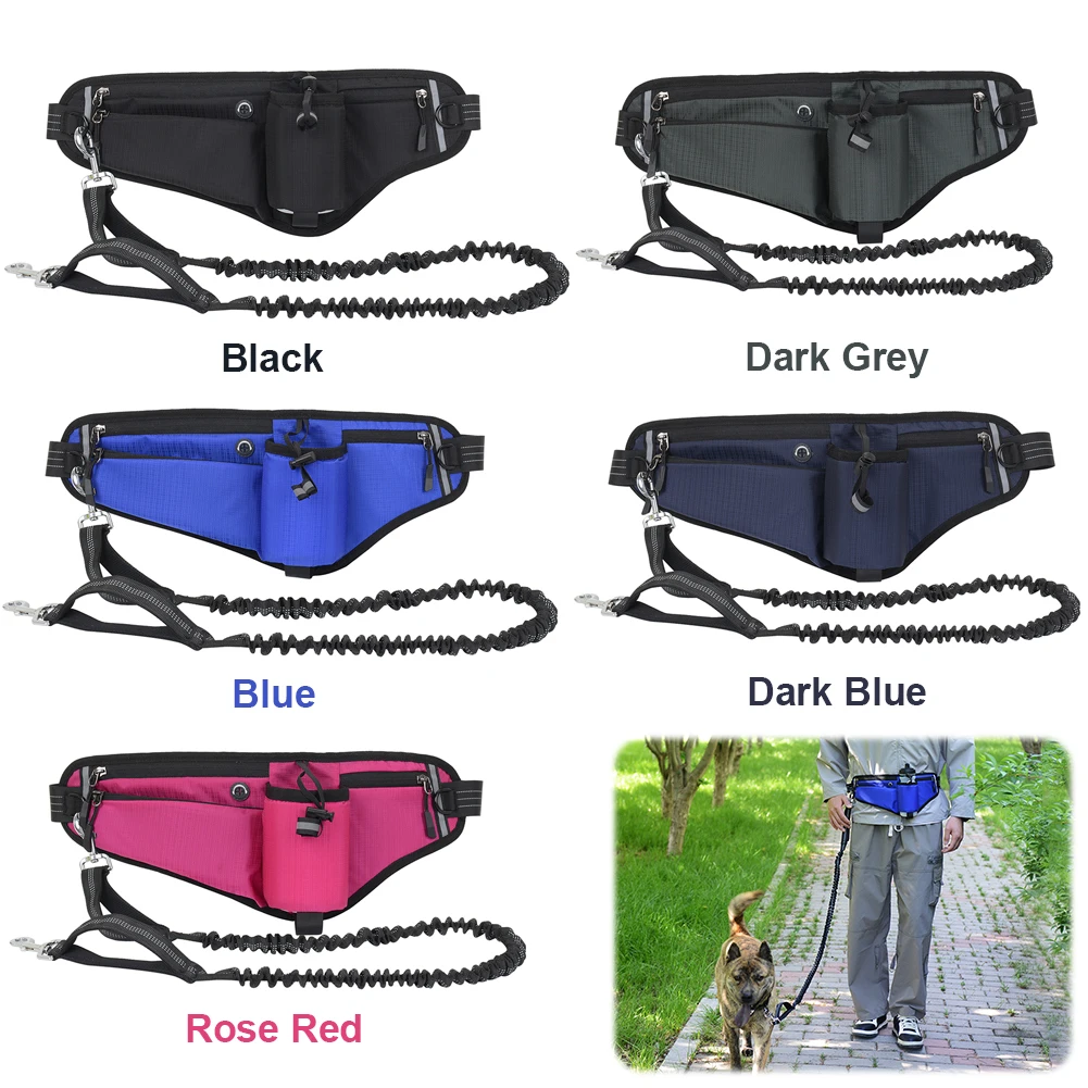 Hands Free Waist Leash with Pouch Waist Dog Running Leash Dog Running ...