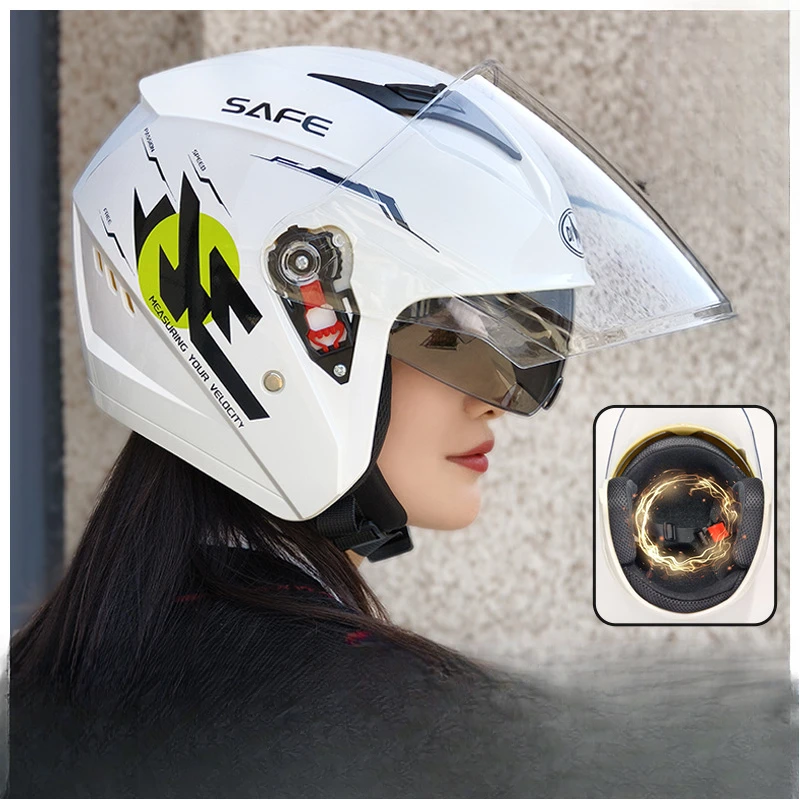 Uniform Size 58-62CM Helmet Motorcycle Winter Thermal Battery Car ...