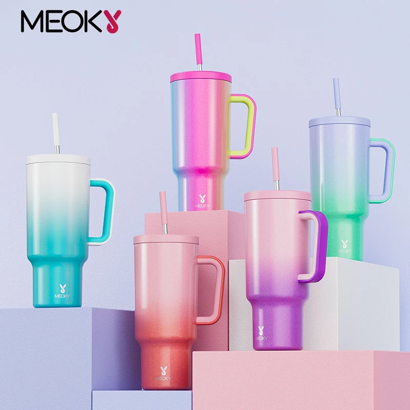 Meoky-40oz-Cup-Tumbler-with-Handle-Straw-Stainless-Steel-Multi-Prints ...