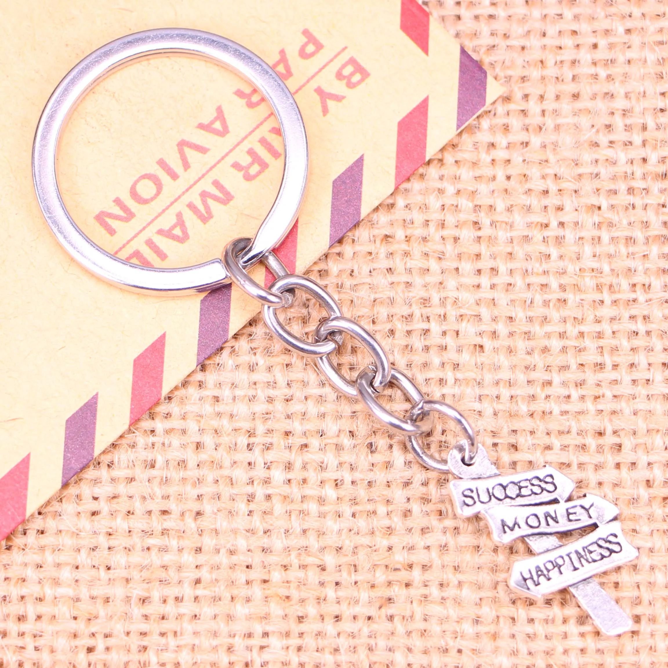 20pcs-New-Keychain-25x16mm-Signpost-Success-Money-Happiness-Pendants ...