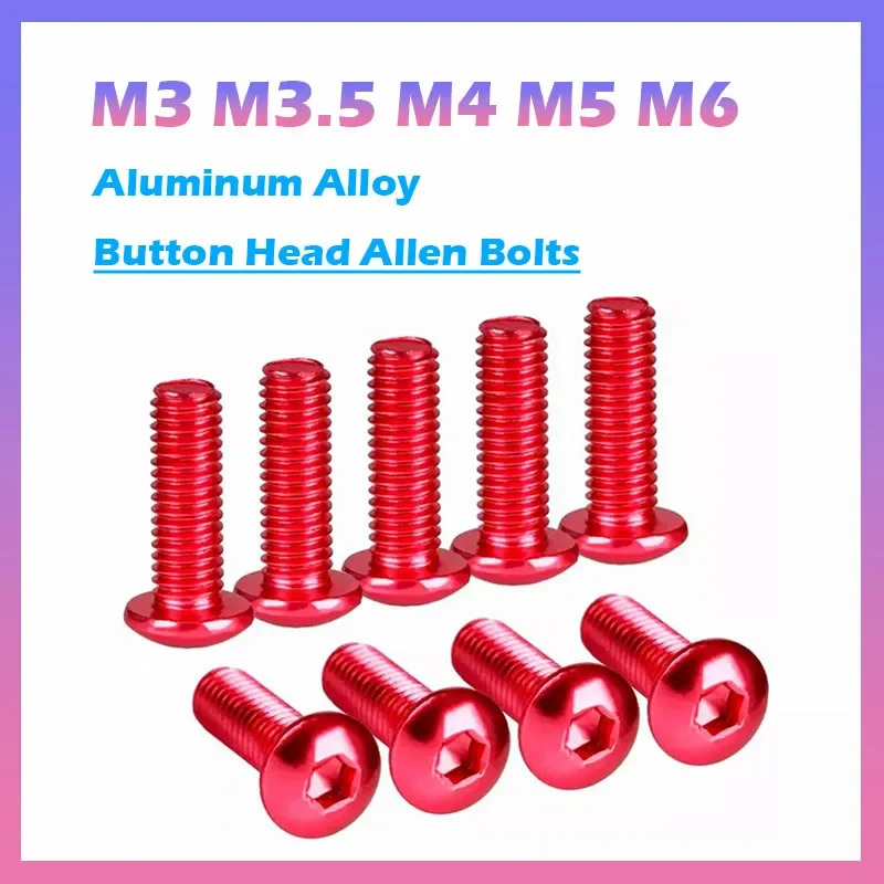 2/10Pcs M3 M3.5 M4 M5 M6 Aluminum Pan/Button Head Socket Cap Screws ...