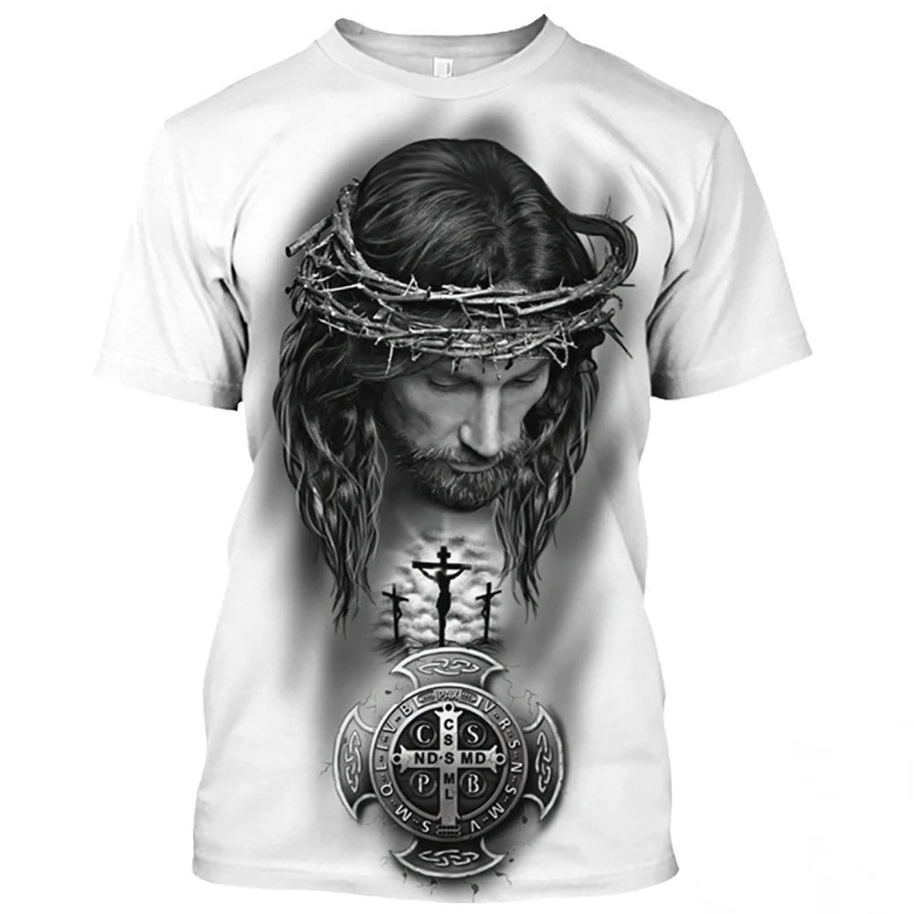 Jesus-Christ-Pattern-T-Shirt-For-Men-Summer-Casual-O-Neck-Oversized ...