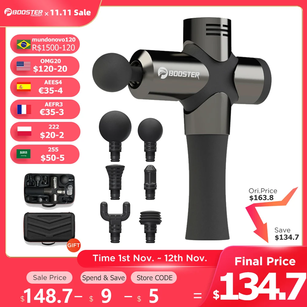 BOOSTER Pro 3 Deep Tissue Massage Gun Muscle Stimulator Body Massager ...
