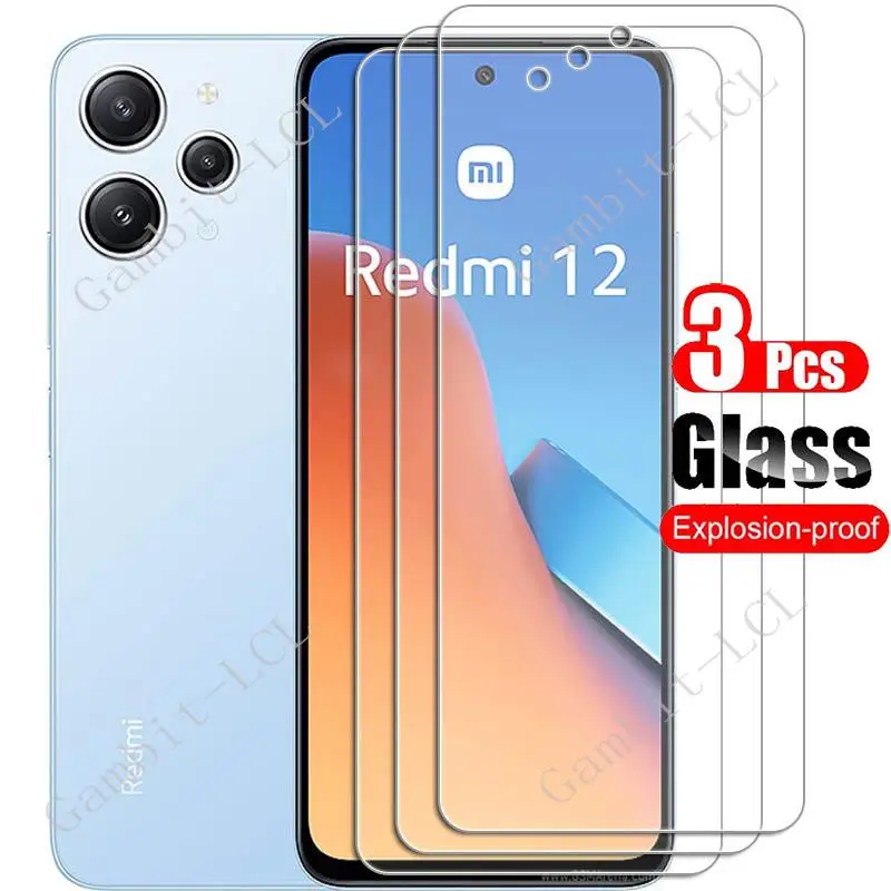 Película protetora de vidro temperado para Xiaomi, Capa protetora de tela, Redmi 12R, 12, 6.79 ...