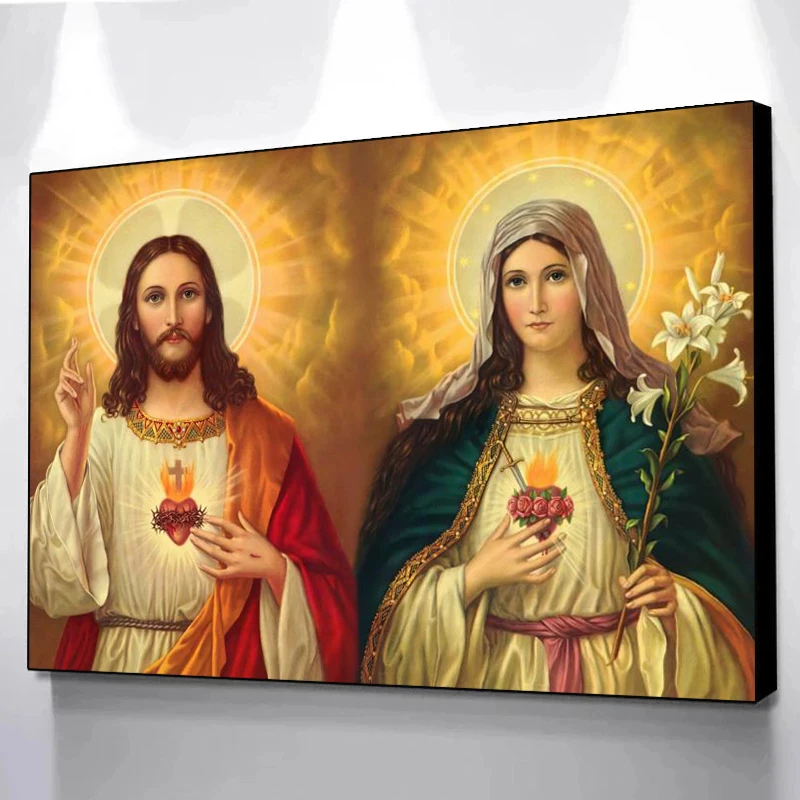 Mary-and-Jesus-Sacred-Heart-Poster-HD-Print-Canvas-Painting-Catholic ...