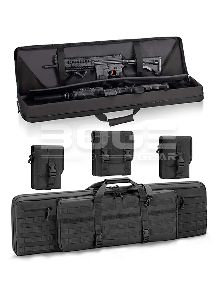 Double Rifle Case Molle System Tactical Backpack Nylon Pistol Lockable ...