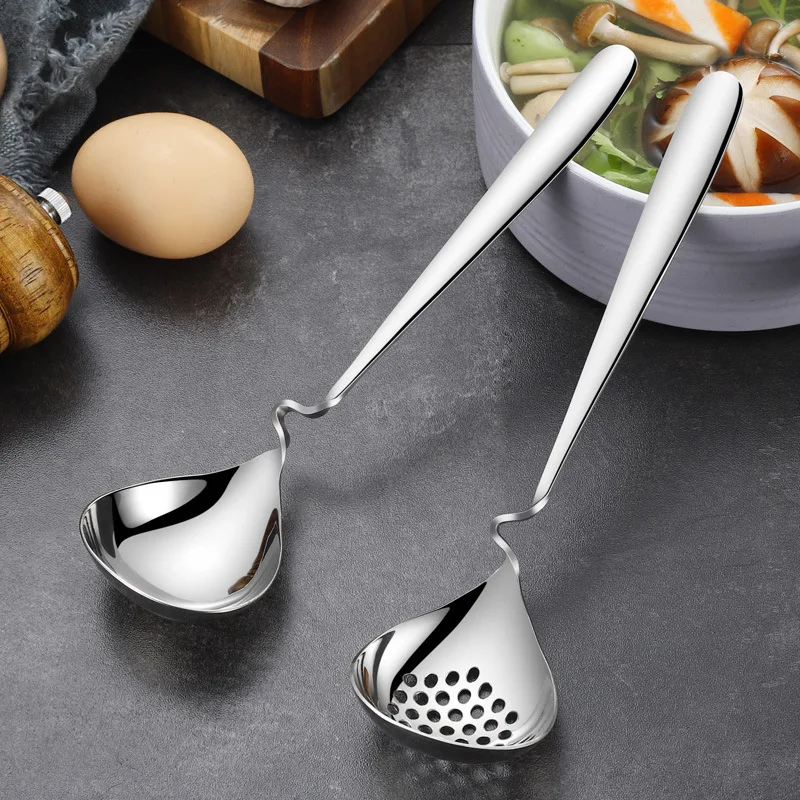 304-Stainless-Steel-Colander-Soup-Spoon-With-Long-Hanging-Handle-Gravy ...