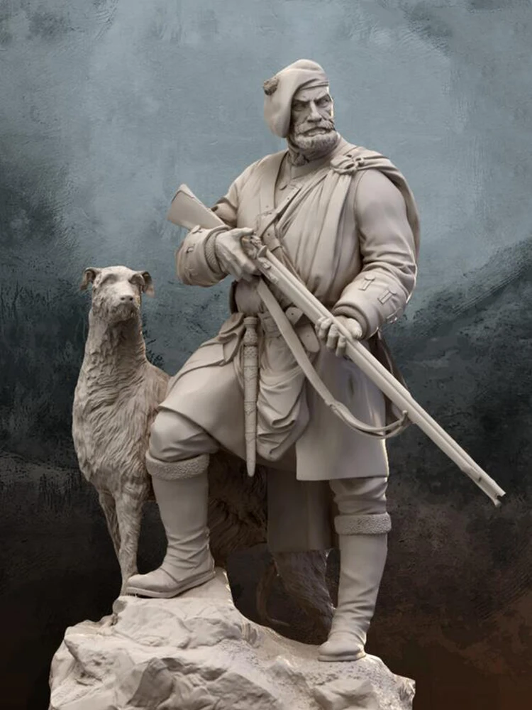 Resin soldier 1/24 75mm ancient soldier warrior Scottish stand Model ...