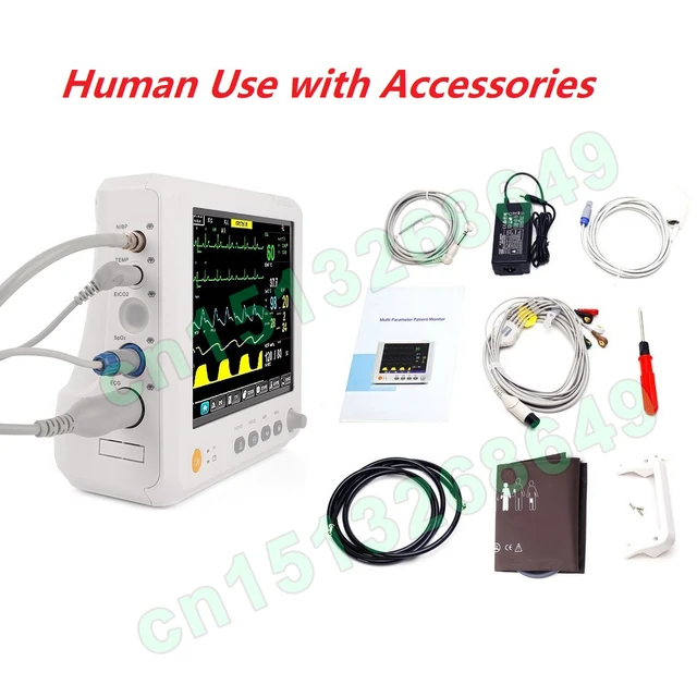 8 inch screen human/Vet use portable 6-parameter monitor ECG/NIBP/PR ...
