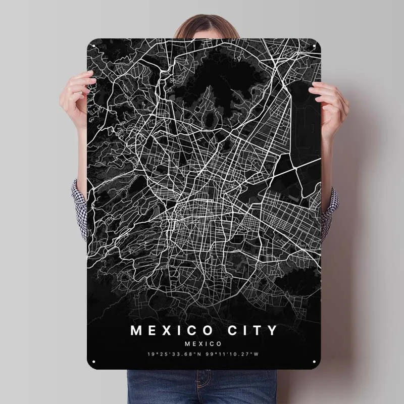 Letrero-de-mapa-de-hojalata-de-Ciudad-de-M-xico-decoraci-n-de-arte-de ...