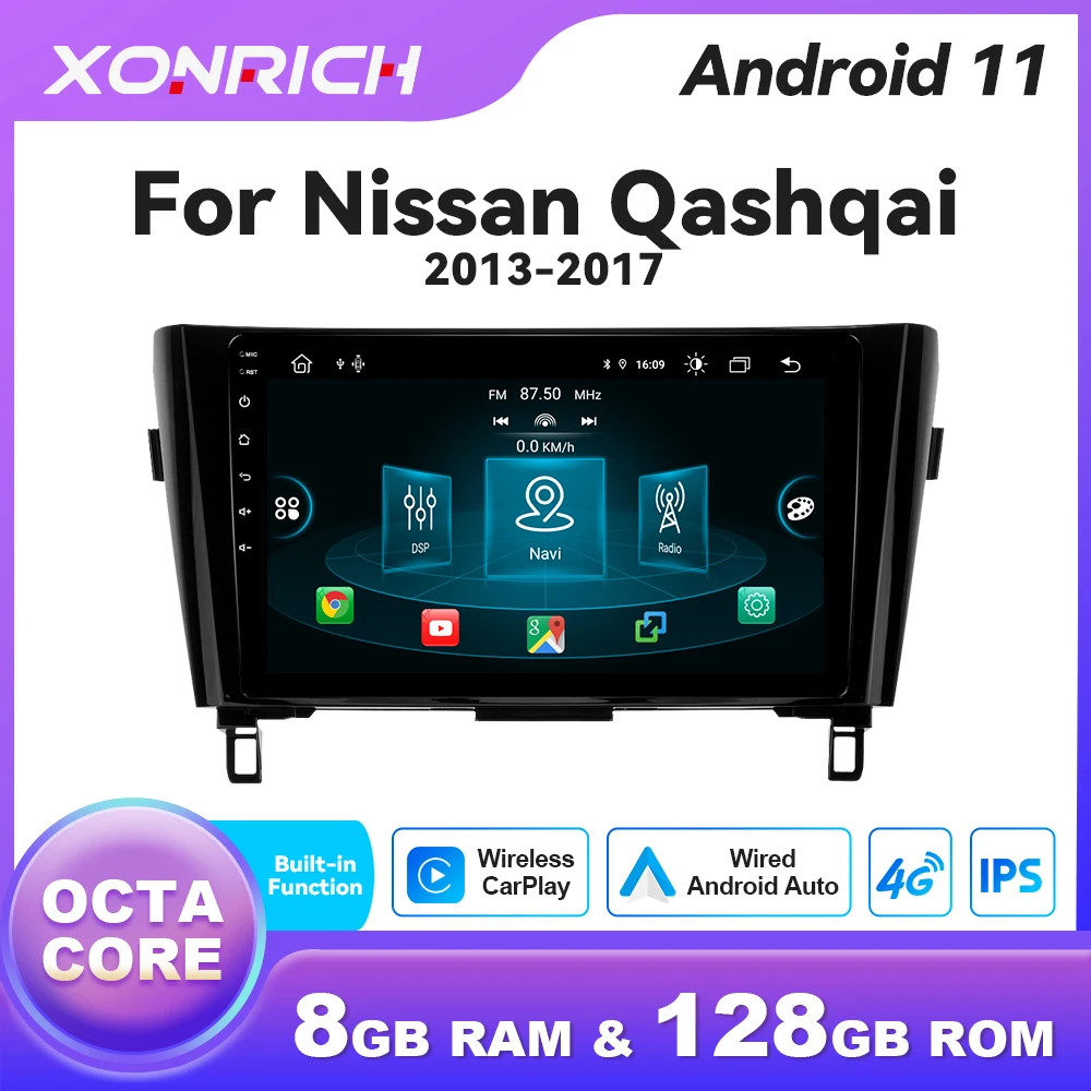 6GB 128GB CarPlay Android 11 Car Radio Multimedia For Nissan Qashqai J11 X Trail 3 T32 2013 2017 ...