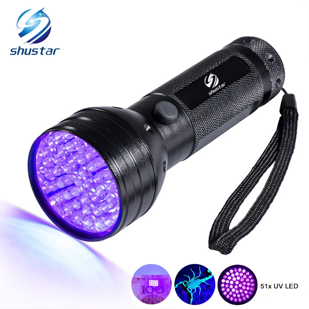 395nm Uv Linterna Led 51 Led Ultra Violeta Luz de La Antorcha lámpara de Luz Negra de Detector ...