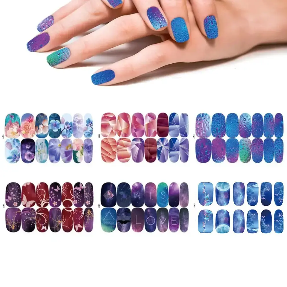 6-Sheets-Vibrant-Full-Wrap-Nail-Polish-Stickers-Self-Adhesive-Nail ...