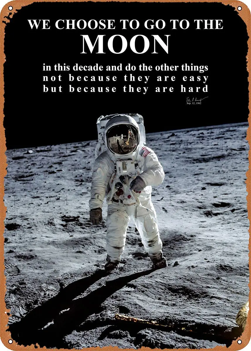 Apollo 11 Moon Landing JFK Metal Tin Sign Retro Wall Decor Vintage Art ...