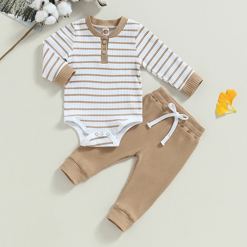 Newborn-Baby-Boys-Girl-Fall-Winter-Clothes-Ribbed-Knitted-Long-Sleeve-Romper-Solid-Long-Pants ...