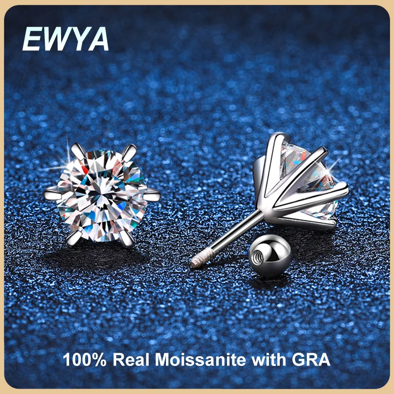 Sterling Silver Moissanite Earrings | S925 Sterling Silver Screw Stud - S925 Sterling - Aliexpress