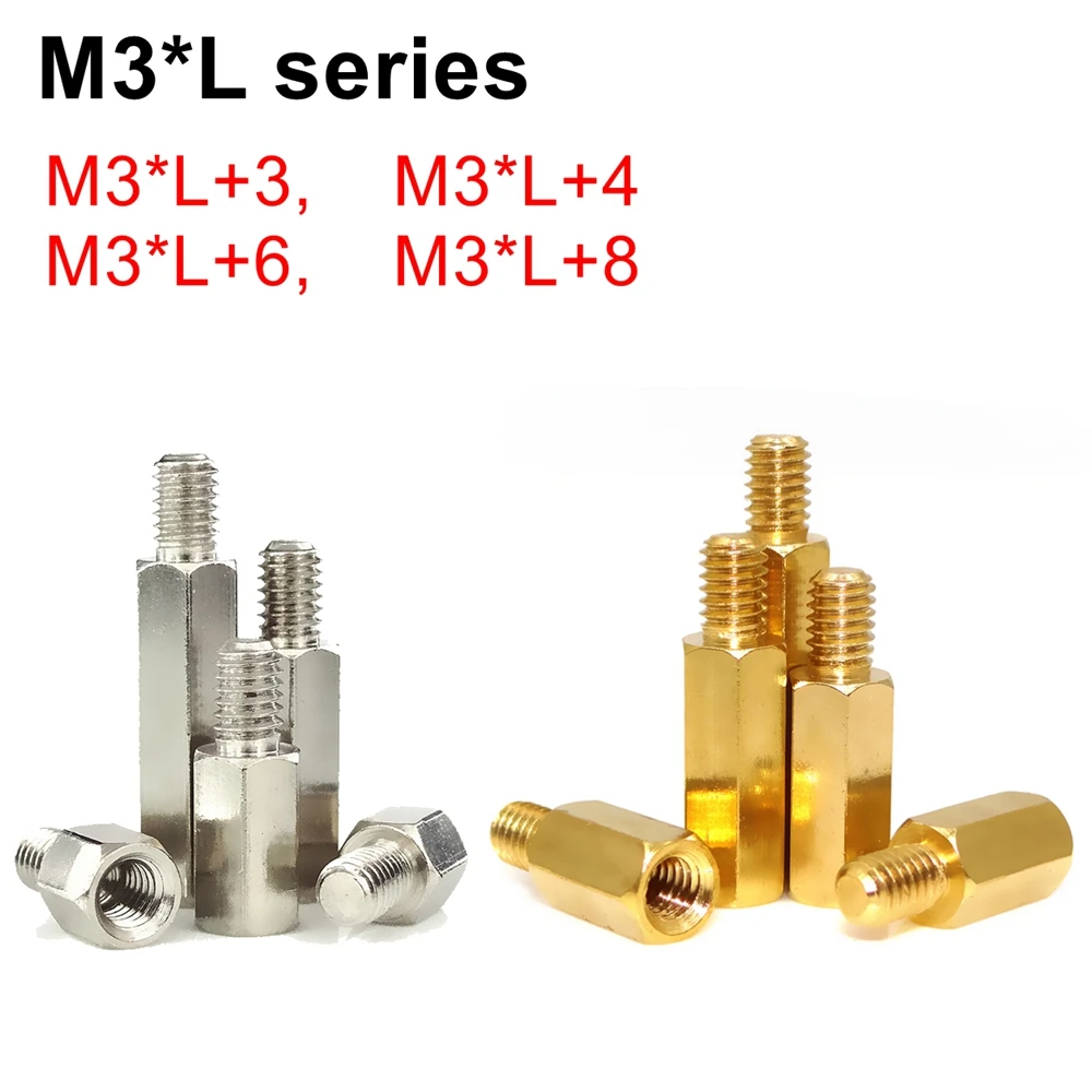 M3 Brass Standoff Thread Spacer Hex and Round Male Female Nickel plated ...
