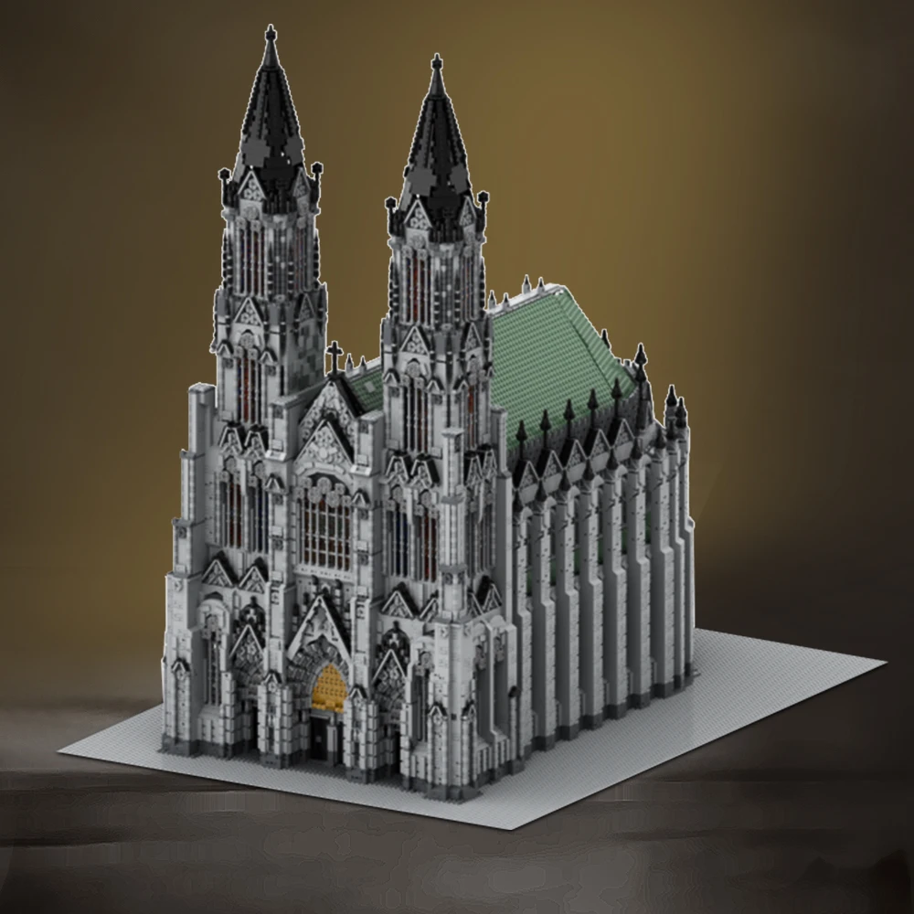 MOC-Cologne-Cathedral-Building-Block-Landmark-Saint-Peter-Catholic-Architecture-Model-Set-Twin ...