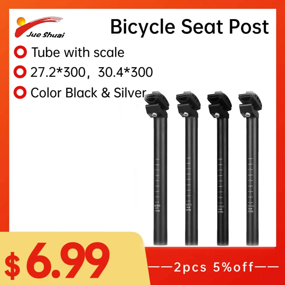 Seat Post 300mm 27.2 30.4 Bicycle Seatpost With Scale Black Silver Seat ...