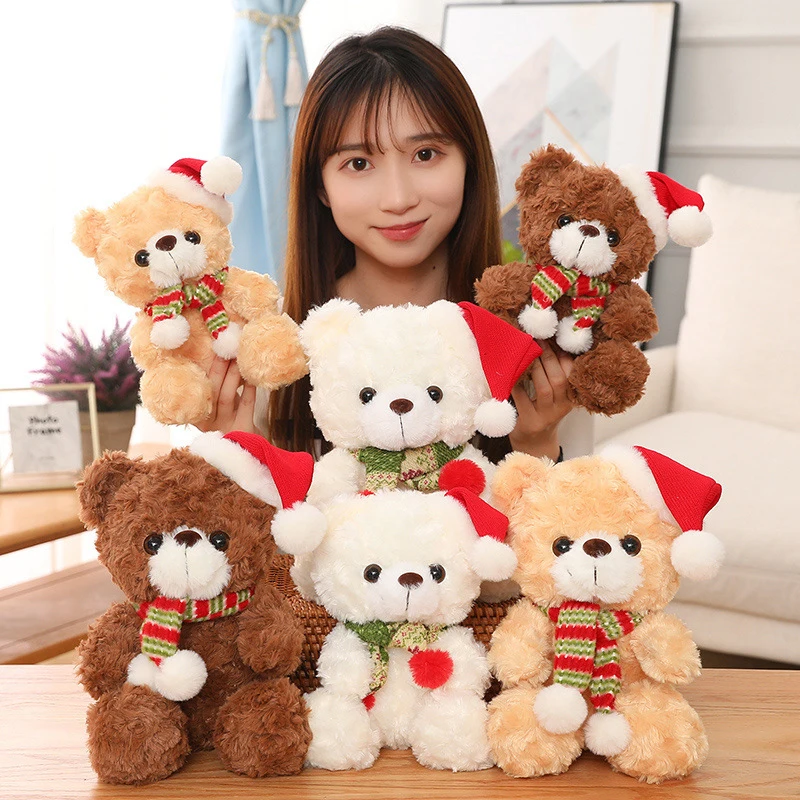 Cute-23CM-Christmas-Hat-Teddy-Bear-Plush-Toys-Teddy-Dolls-Stuffed-Soft ...