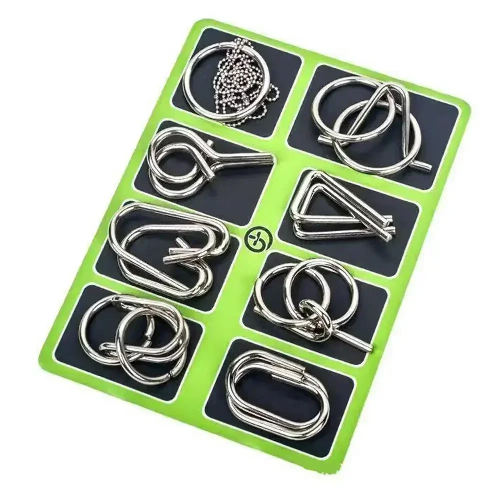 8Pcs/Set Metal Montessori Puzzle Wire IQ Logical Ability Training ...
