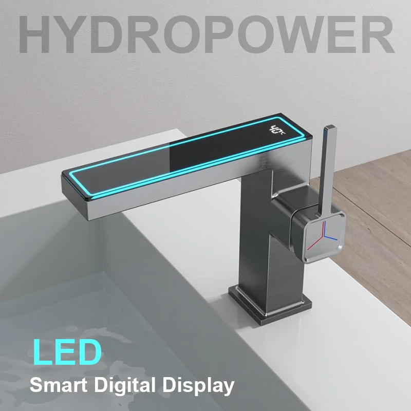 LED-Light-Basin-Faucet-Intelligent-Hydropower-Digital-Display-Bathroom ...