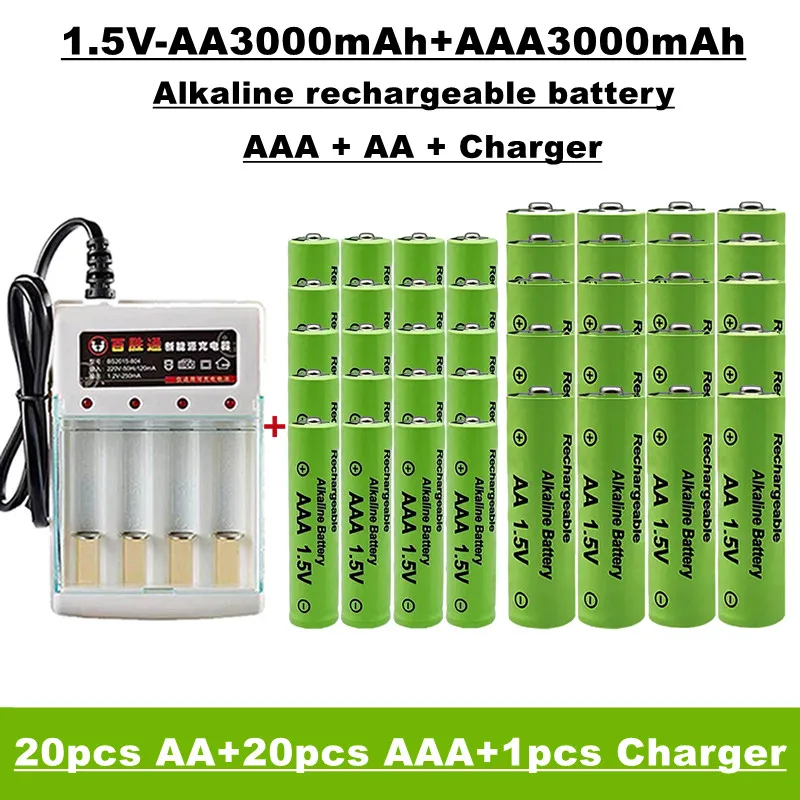 AA+AAA alkaline rechargeable battery, 1.5V, 3000mAh, suitable for remote control, toys, clocks ...