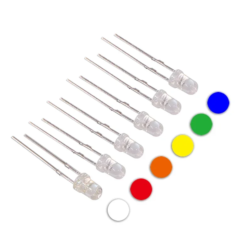 100PCS-3MM-5MM-In-Line-LED-Light-Red-Yellow-Blue-Green-White-Orange ...