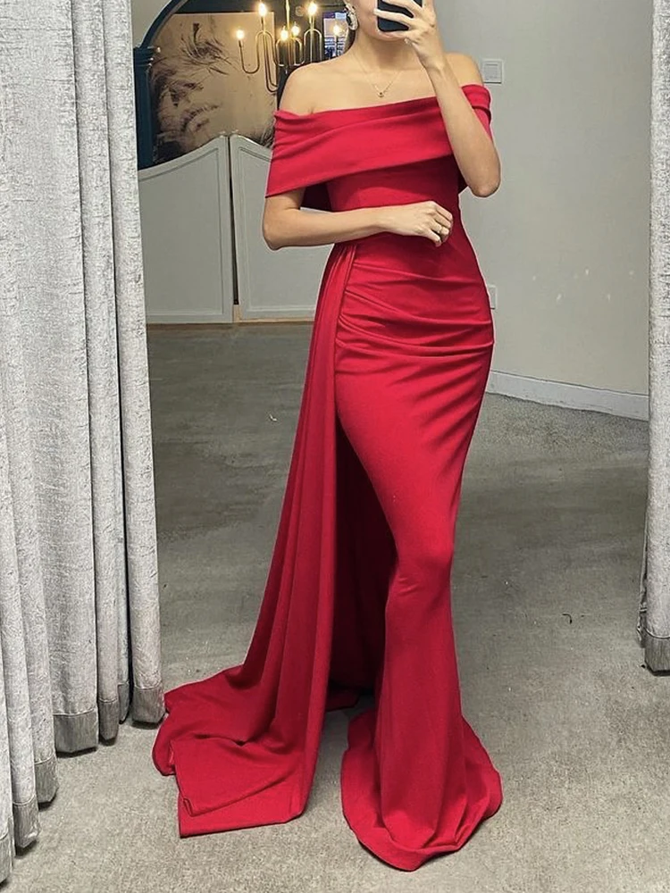 Elegant-Off-The-Shoulder-Red-Dress-Slash-Neck-Bodycon-Backless-With ...