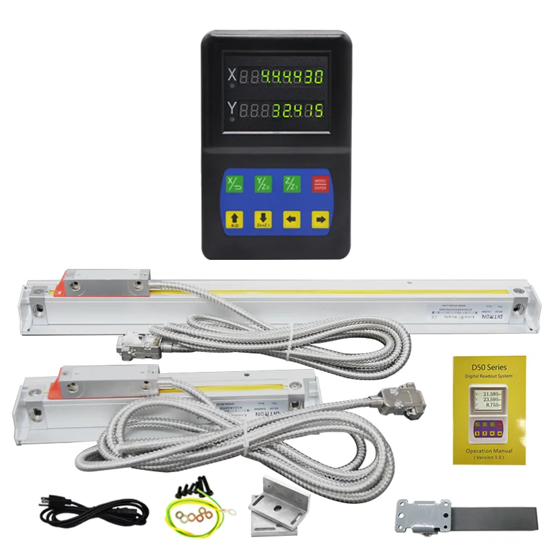 Ditron Lathe Dro 2 Axis Digital Readout With 2pcs 5um Linear Scale Optical Glass Ruler Length 50 ...