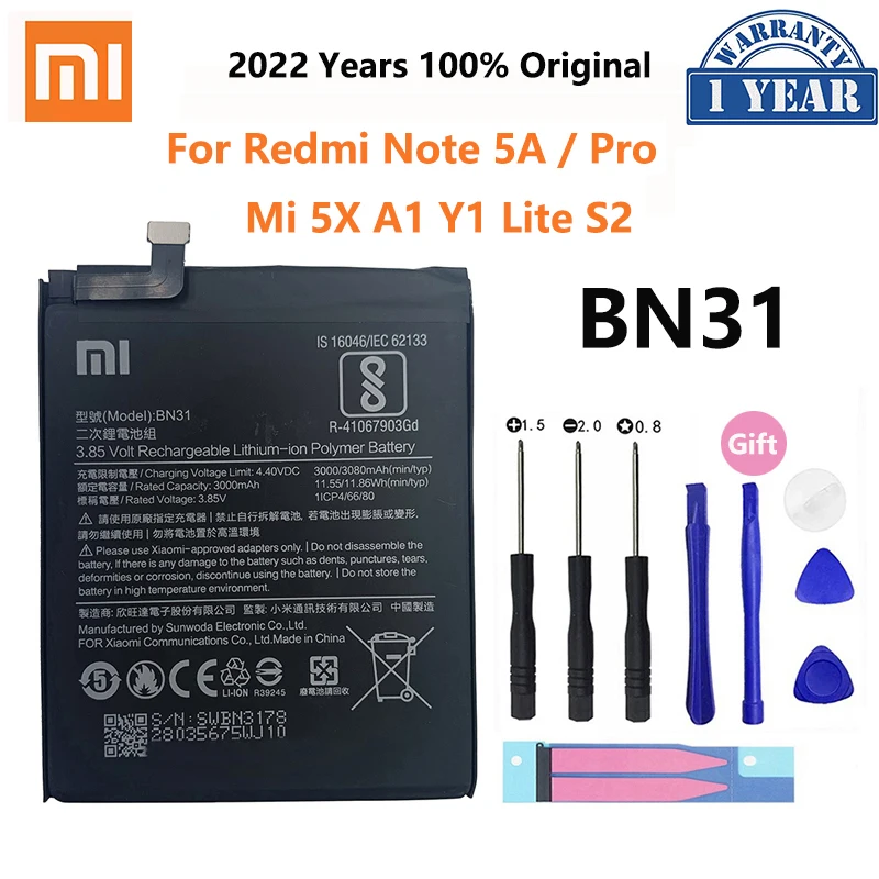 Xiao Mi Original Phone Battery Bn31 For Xiaomi Mi 5x Mi5x Redmi Note 5a ...