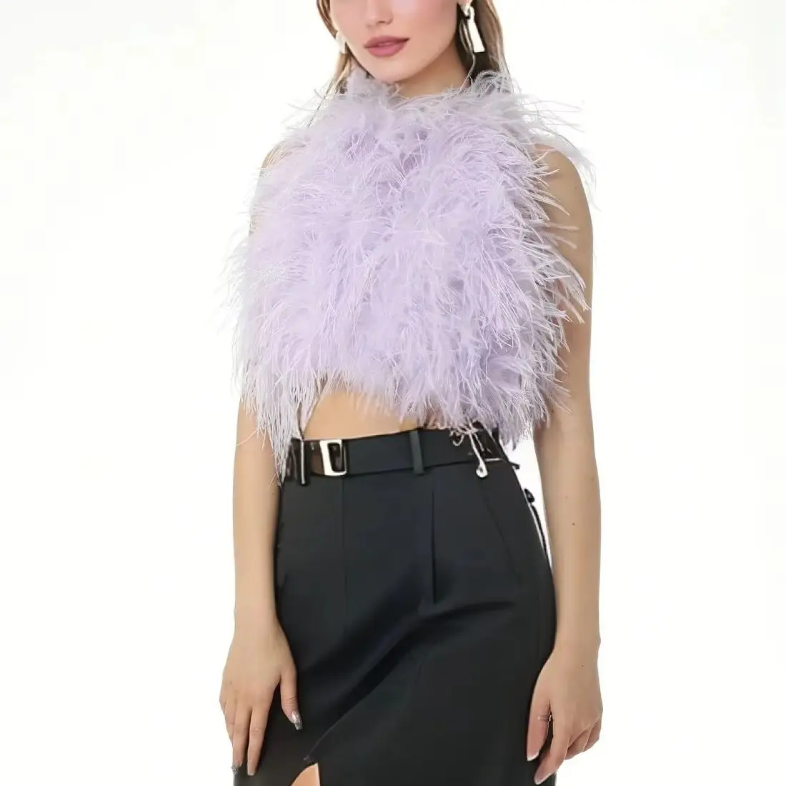 Lady Real Ostrich Feather Vest Tube Top For wedding Sleeveless ...