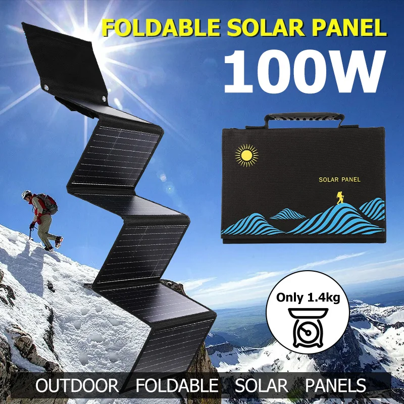 60W 80W 100W Foldable Solar Panel Portable Solar Cell Folding Bag With ...