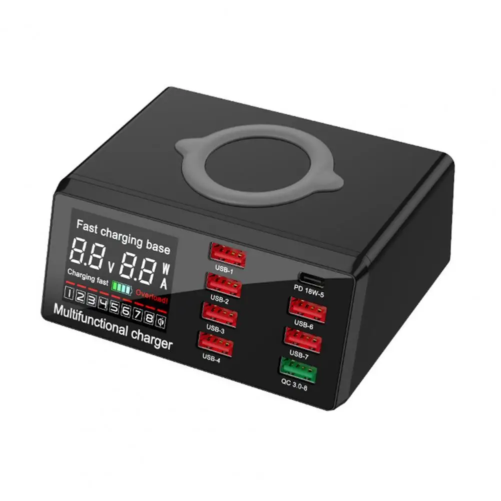 Fast-Charger-8-Ports-Wireless-Digital-Display-X9-Home-Office-Travel-PD ...