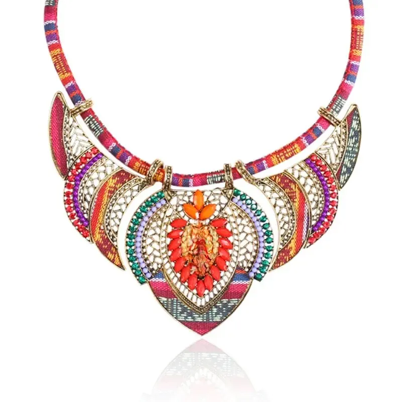 Women-Colorful-Alloy-Inlaid-Necklace-Bohemian-Ethnic-Style-Exaggerated ...