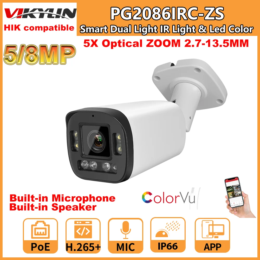 Hikvision-Compatible-8MP-Bullet-Camera-5X-Zoom-POE-Smart-Dual-Light ...