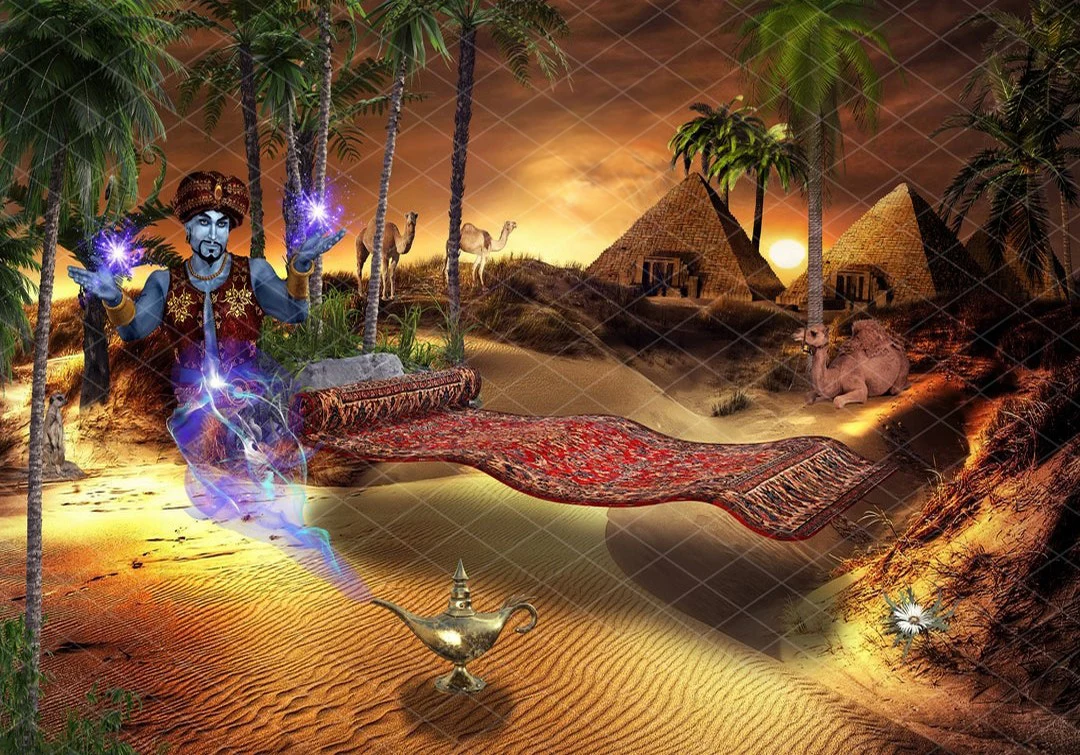 Aladdin-Magic-Carpet-arabian-lamp-Desert-Palm-Tree-Pyramid-backdrops ...